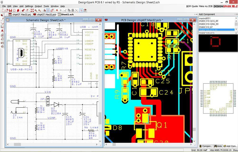 Schéma PCB : diagramme 2D des fonctions des composants et